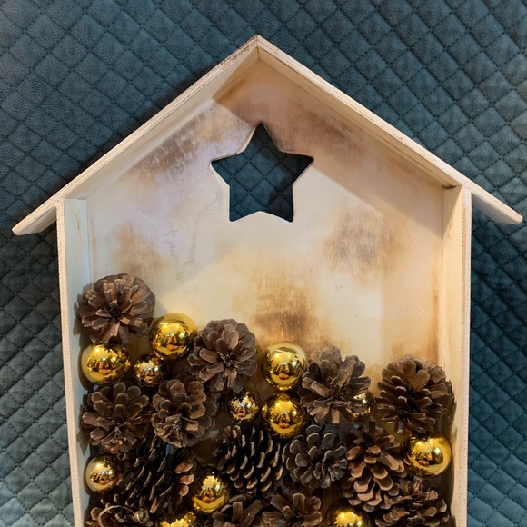 Wall Decor | Wood Shadowbox Rustic Country Farm Lights Pinecone | Poshmark